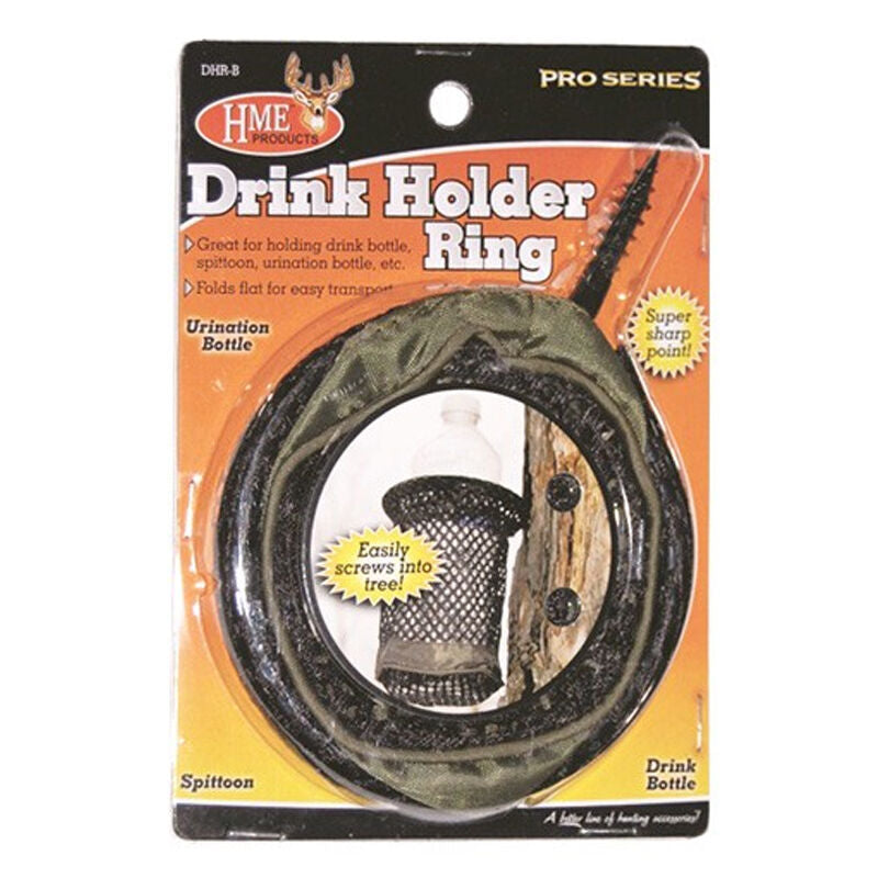 HME Products Drink Holder Ring with Tree Screw Steel/Nylon Black/Brown